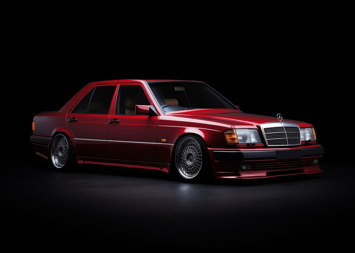 'Red Mercedes-Benz W124' Poster, picture, metal print, paint by Roman ...