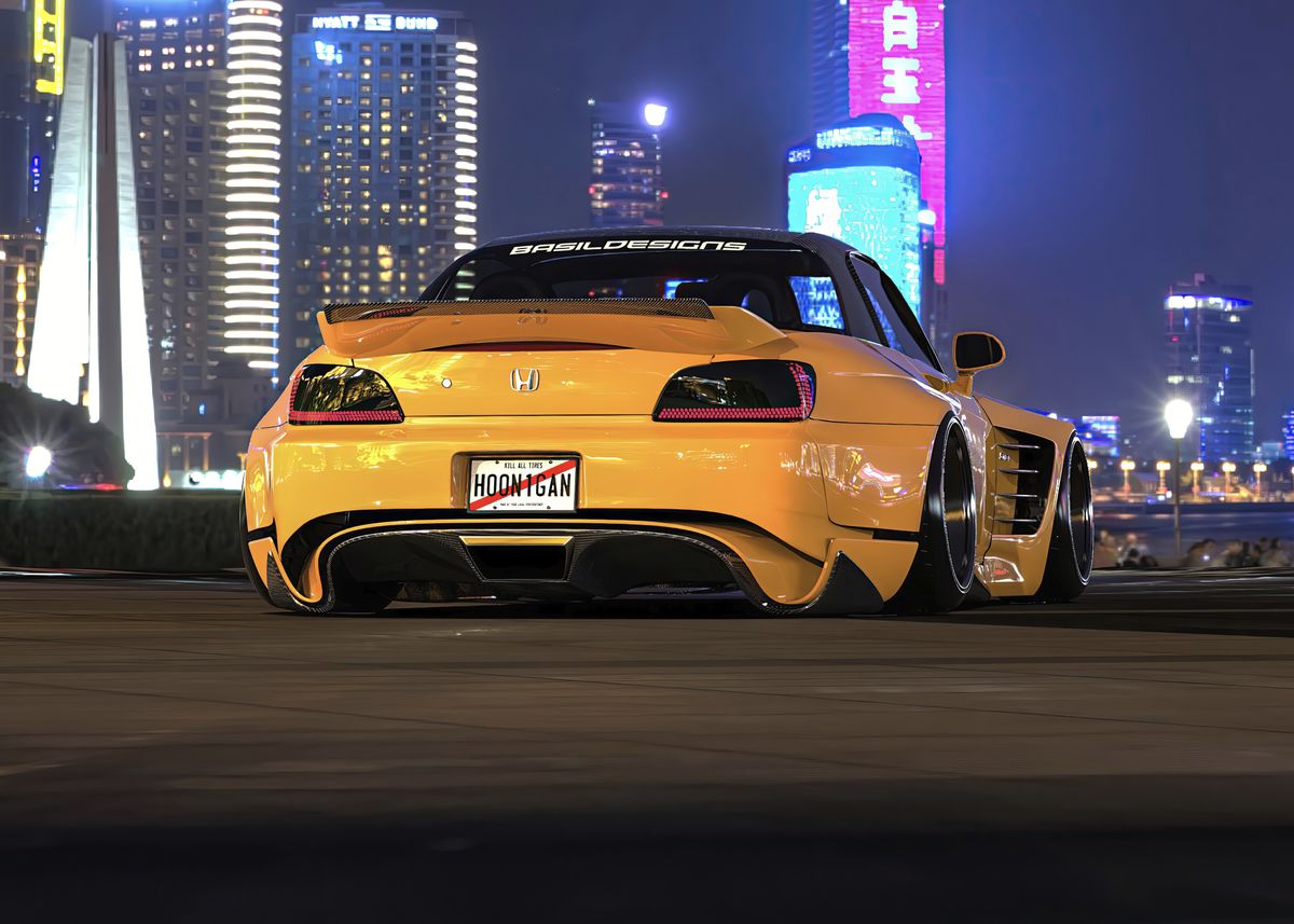 'Yellow Honda S2000' Poster, picture, metal print, paint by ALCN | Displate