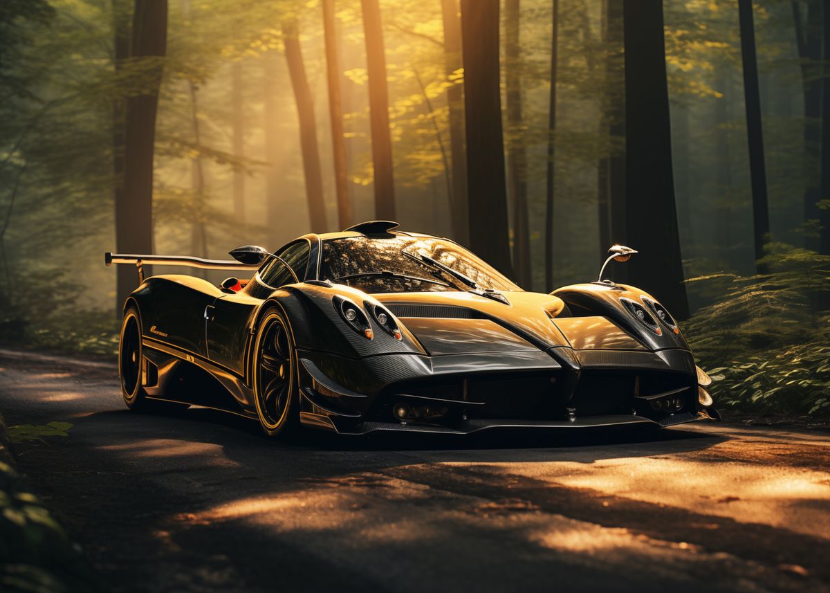 'Pagani Huayra in forest' Poster, picture, metal print, paint by Roman ...