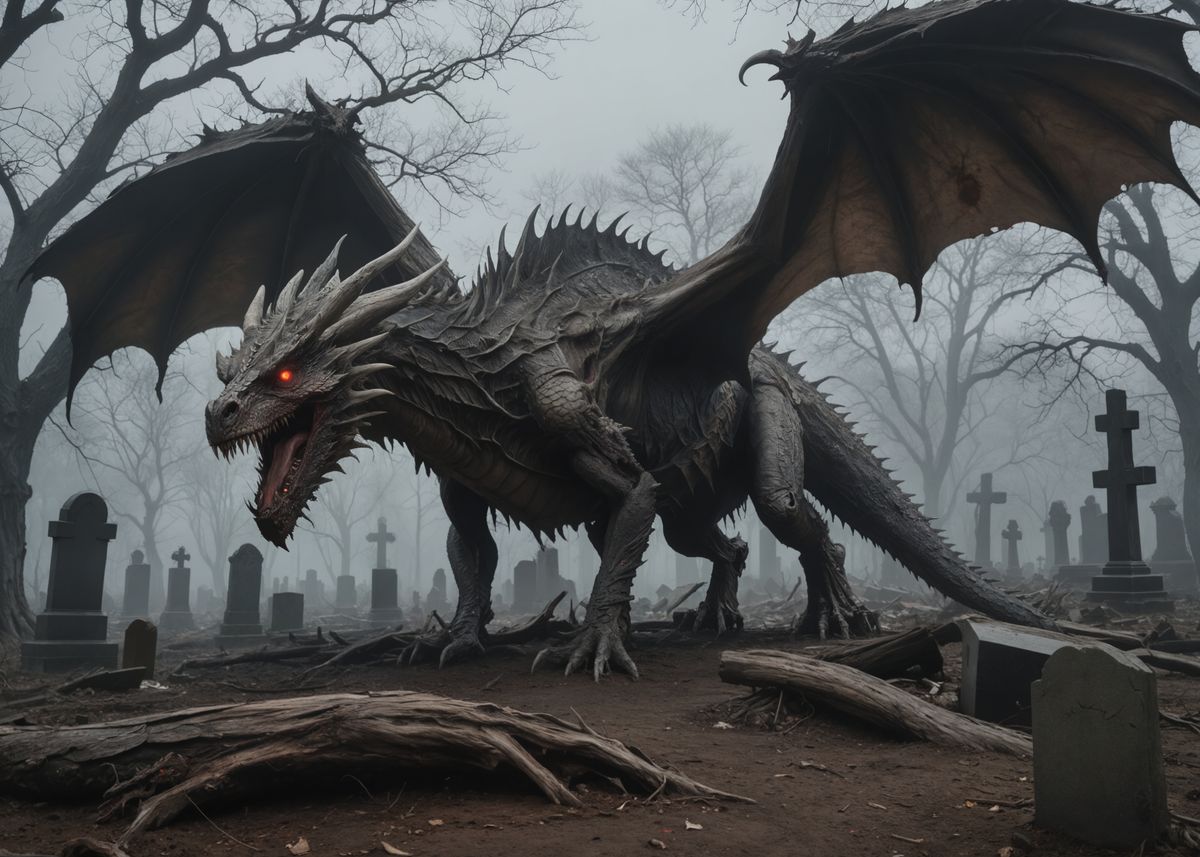 'Undead Graveyard Dragon ' Poster, picture, metal print, paint by ...