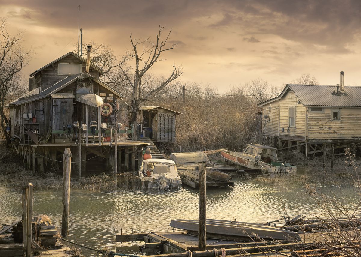 'Squatters Village and Stilt Houses' Poster, picture, metal print ...