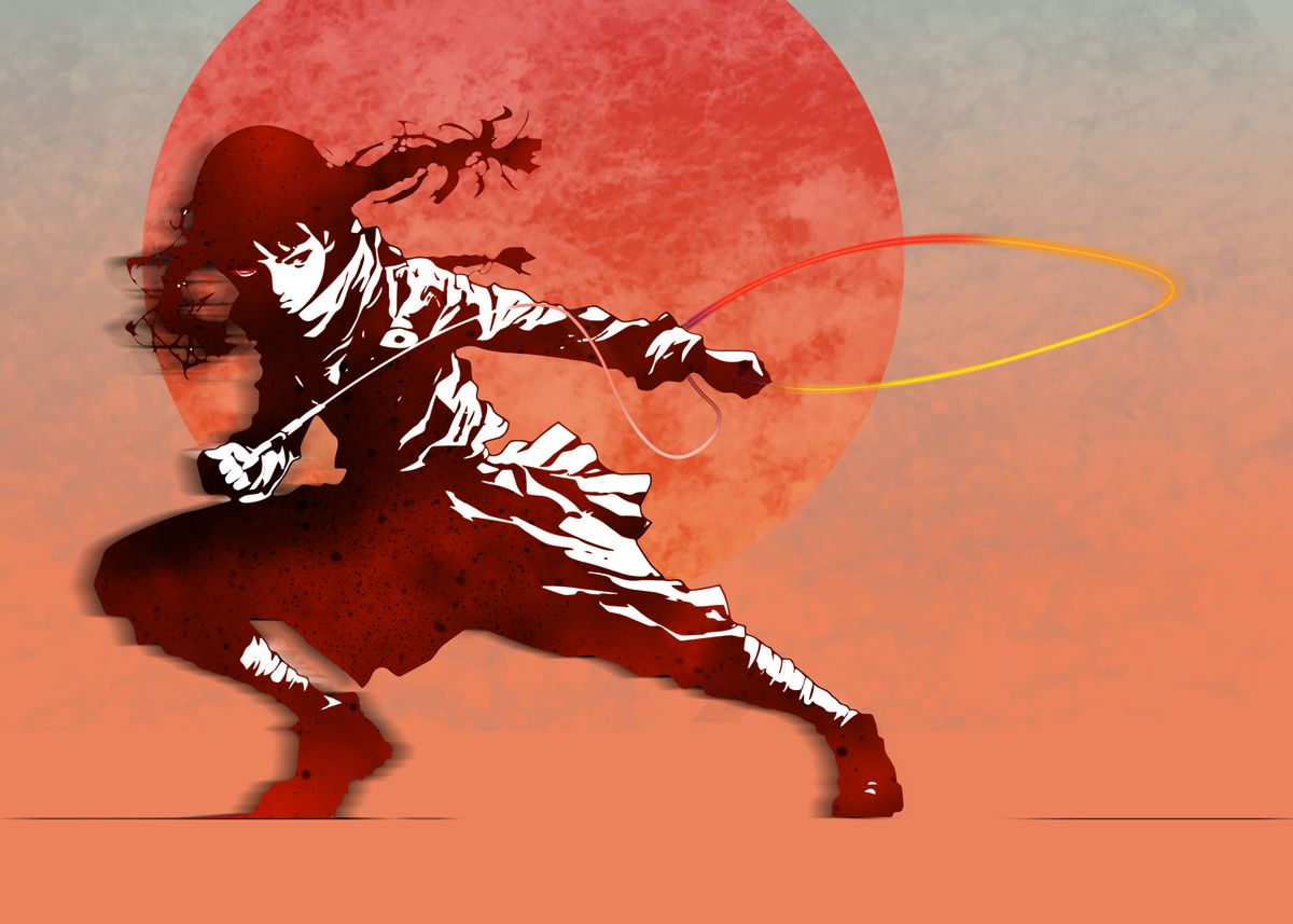 'Red Moon Ninja ' Poster, picture, metal print, paint by hanamous ...