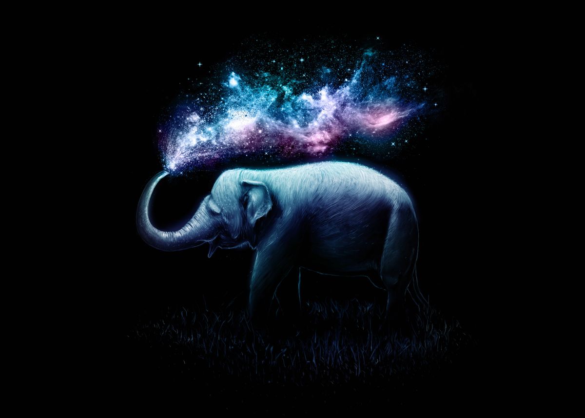 'Cosmic Elephant' Poster, picture, metal print, paint by CG Vaasa ...