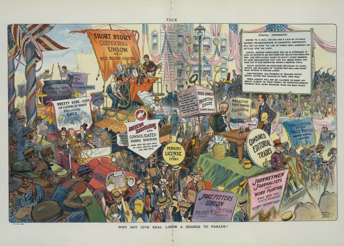 'Labor Day Parade Cartoon' Poster, picture, metal print, paint by Tomi ...