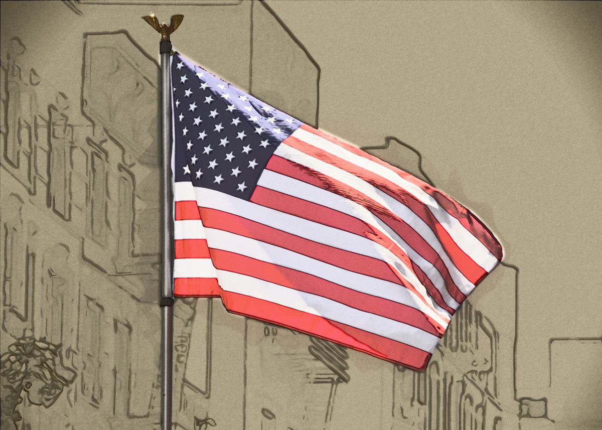 'American Flag Waving' Poster, picture, metal print, paint by Antonio ...