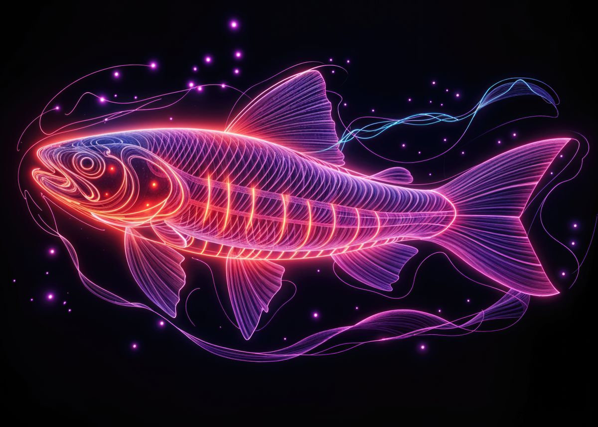 'Neon Rainbow Trout Poster' Poster, picture, metal print, paint by Wall ...