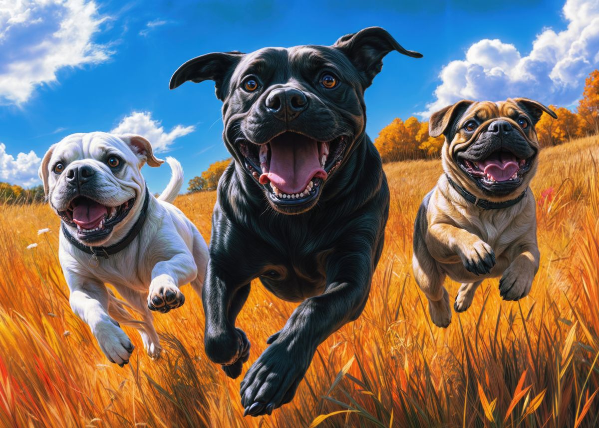 'Chasing Dogs' Poster, picture, metal print, paint by Wall Harmonic ...