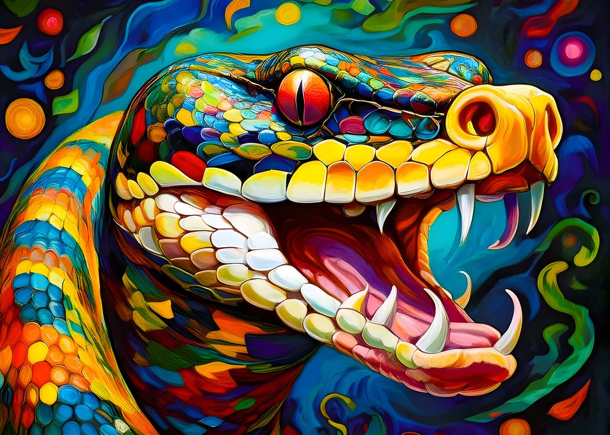 'Abstract Snake Art' Poster, picture, metal print, paint by YPG | Displate