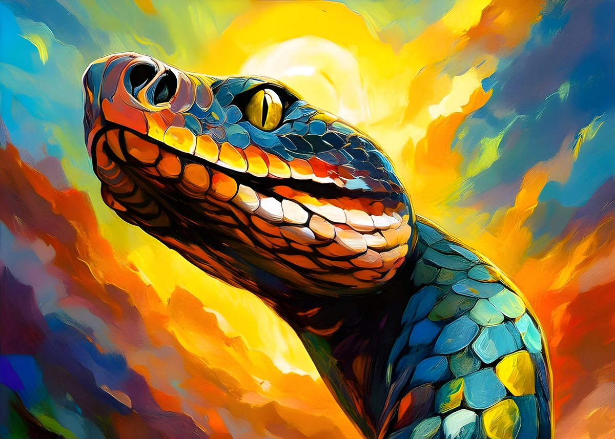 'Fantasy Snake Print' Poster, picture, metal print, paint by YPG | Displate