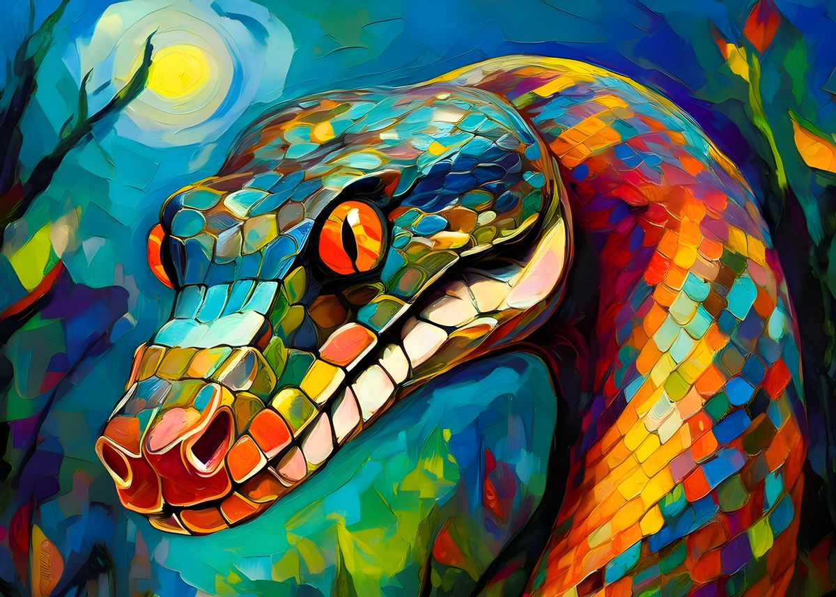 'Fantasy Snake Print ' Poster, picture, metal print, paint by YPG ...