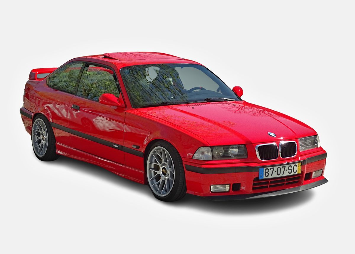 'Red BMW E36 Coupe' Poster, picture, metal print, paint by ...
