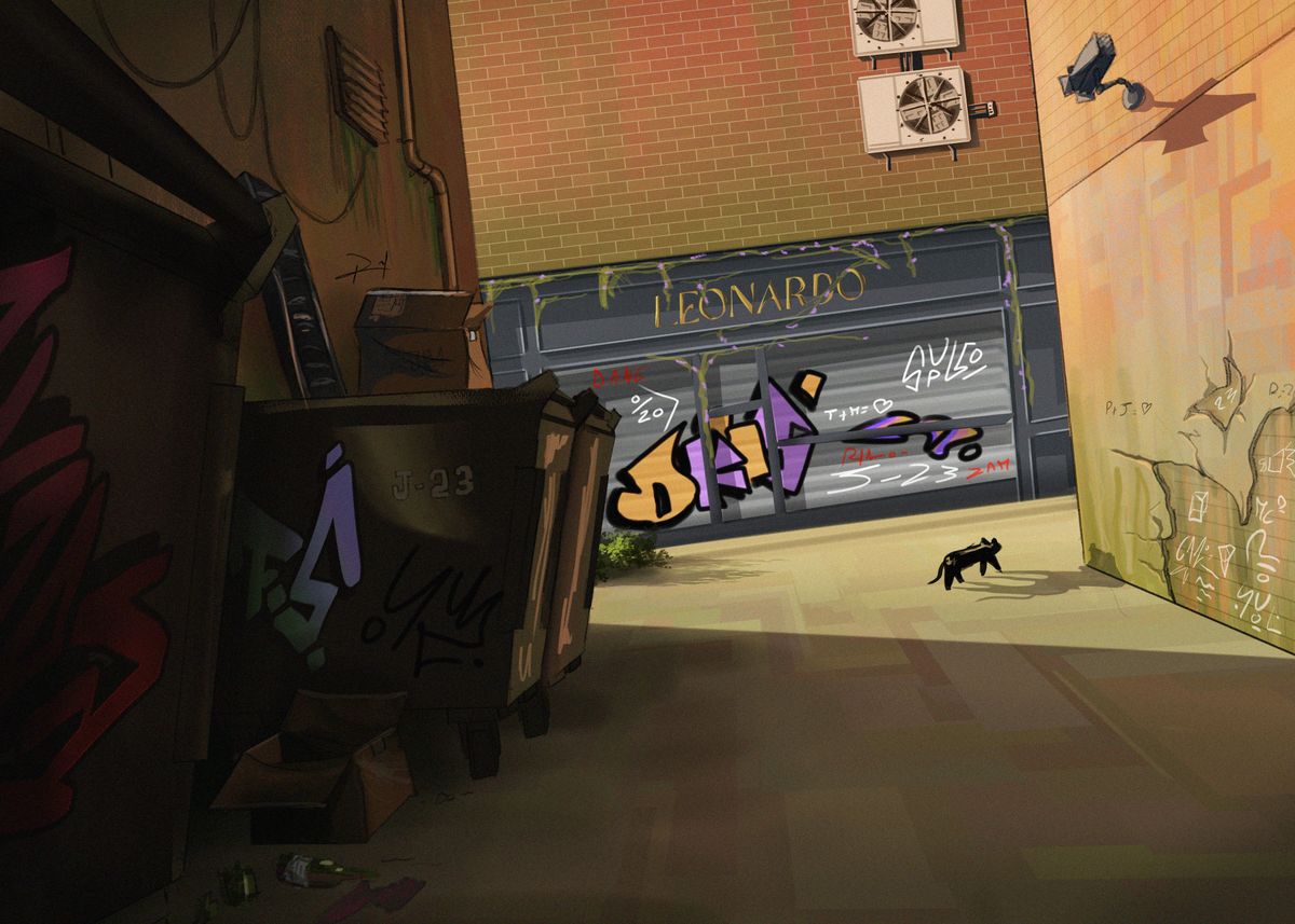 'Urban Alleyway' Poster, picture, metal print, paint by Paph | Displate