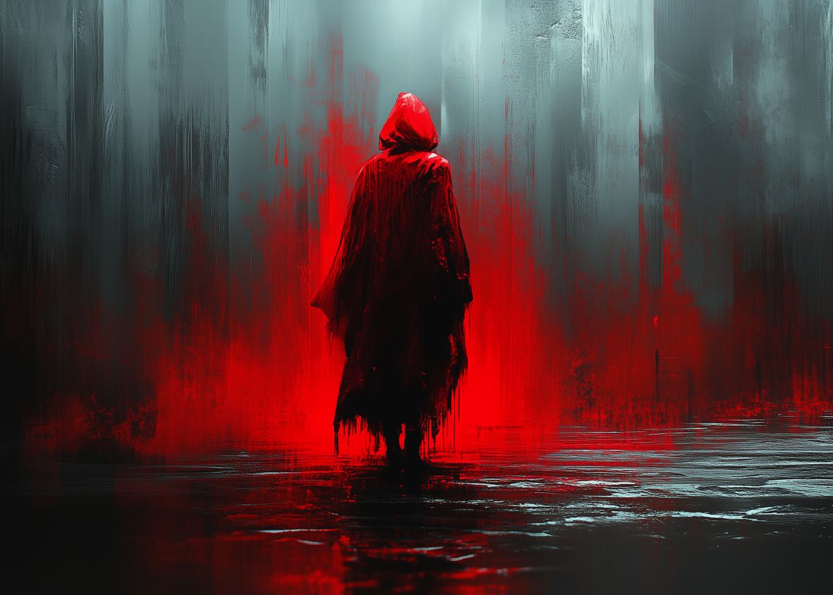 'Red Hooded Figure' Poster, picture, metal print, paint by DM ...