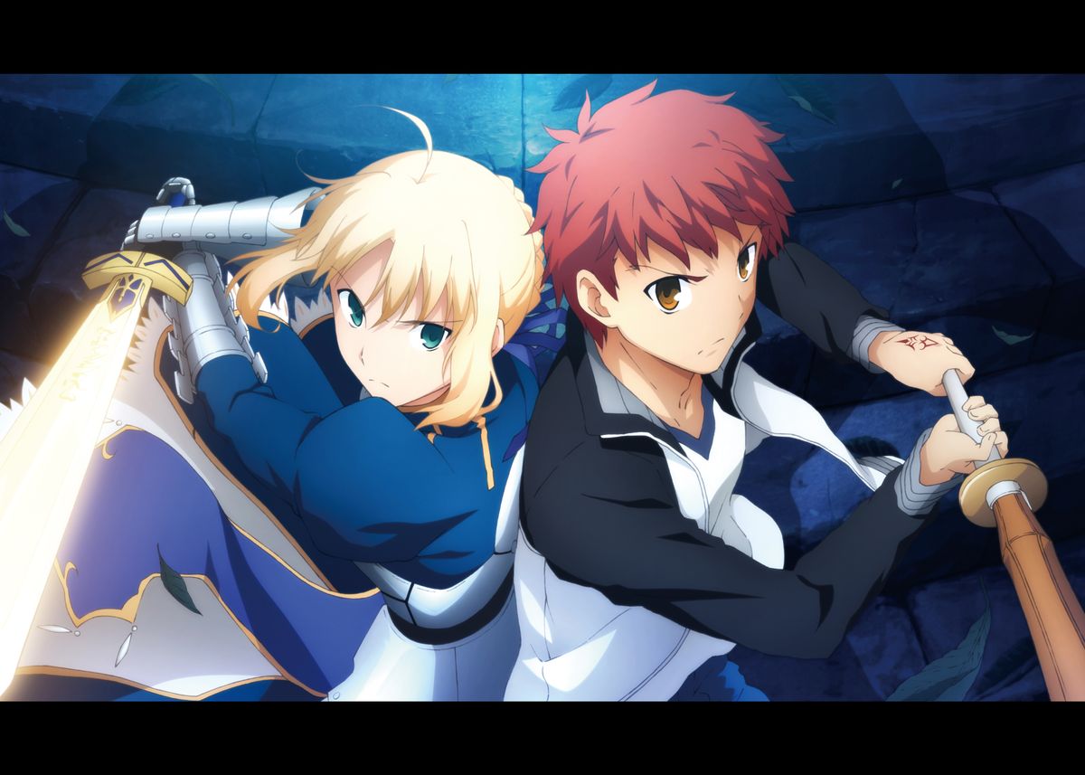'Saber and Shirou Emiya' Poster, picture, metal print, paint by Fate ...