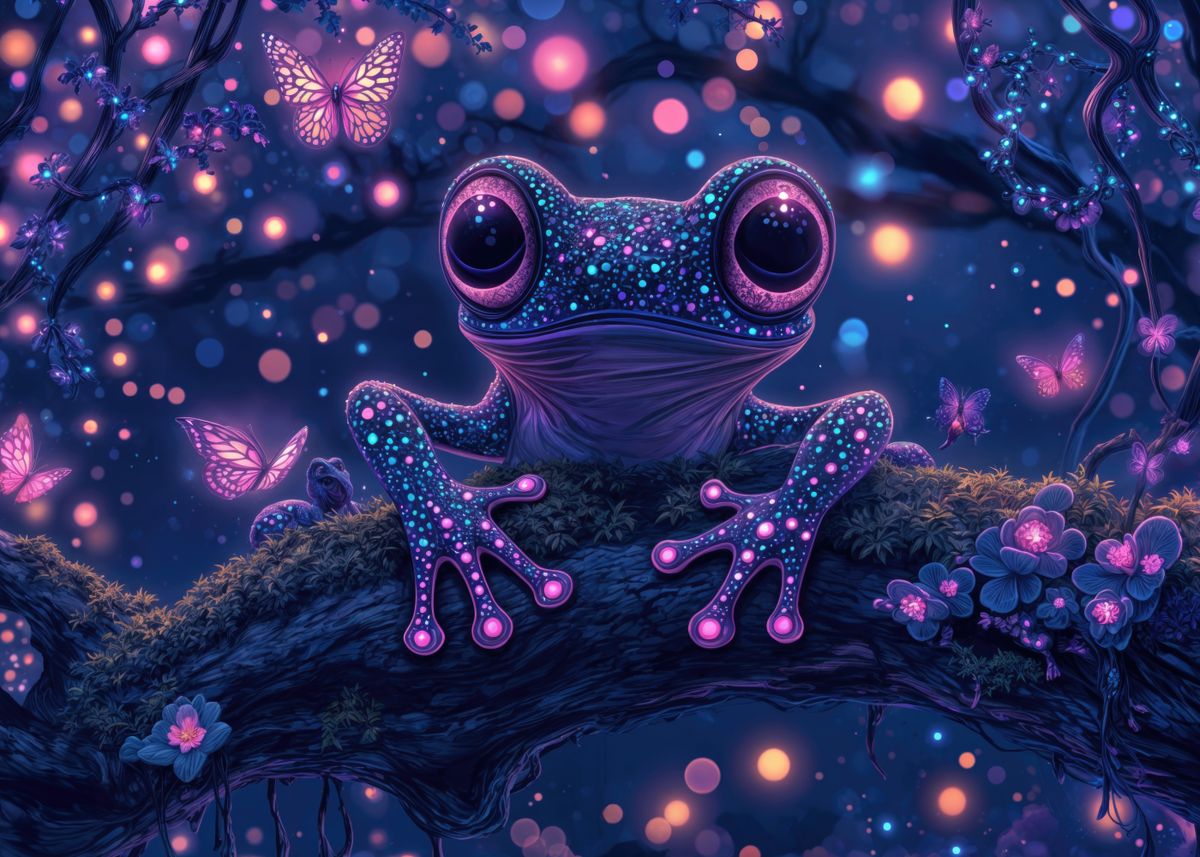 'Magical Frog in Forest' Poster, picture, metal print, paint by Wall ...