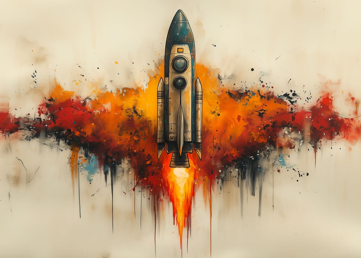 'Space Rocket Launch' Poster, picture, metal print, paint by der ...