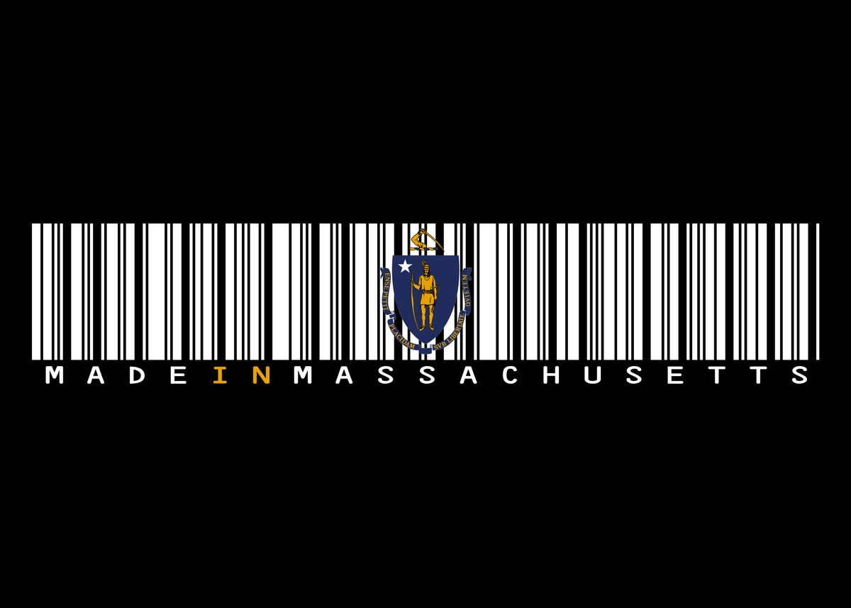 'Massachusetts Barcode Design' Poster, picture, metal print, paint by ...