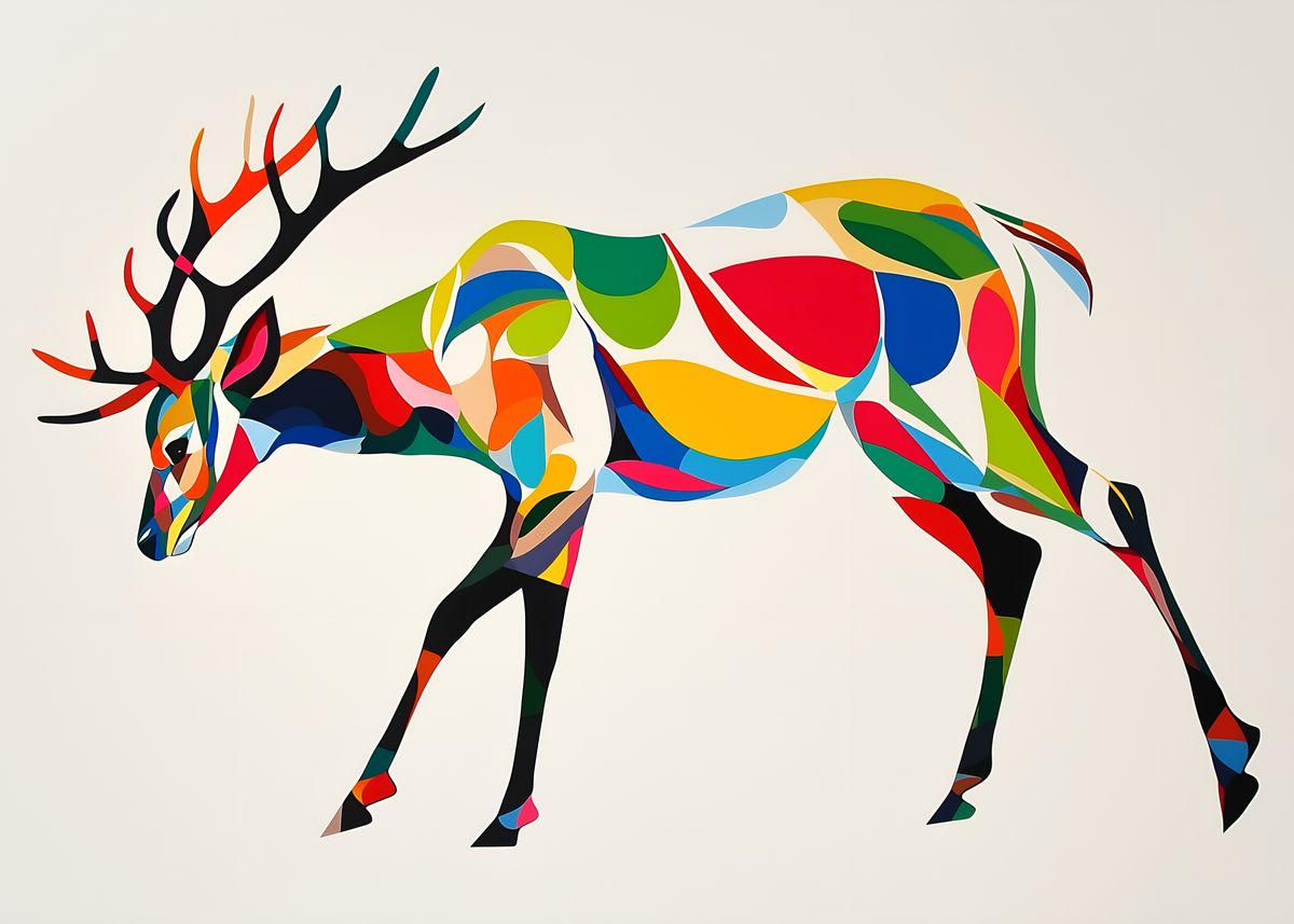 'Abstract Deer Art' Poster, picture, metal print, paint by Quasarai ...
