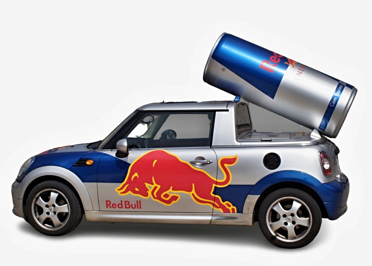 'Red Bull Mini Cooper - advertisement' Poster, picture, metal print ...