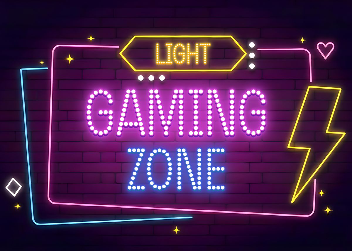 'Neon Gaming Zone Sign' Poster, picture, metal print, paint by ...