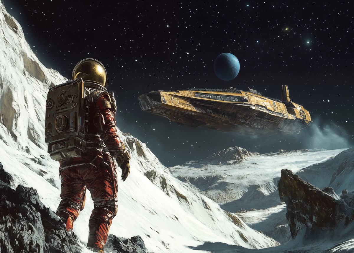 'Astronaut on Charon moon of Pluto' Poster, picture, metal print, paint ...