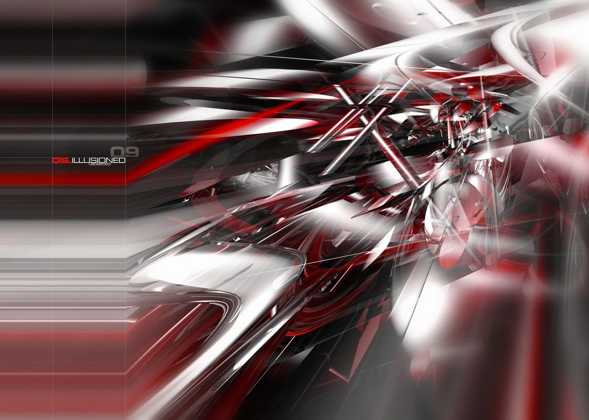 'Red and Silver Abstract Art Dis.Illusioned' Poster, picture, metal ...