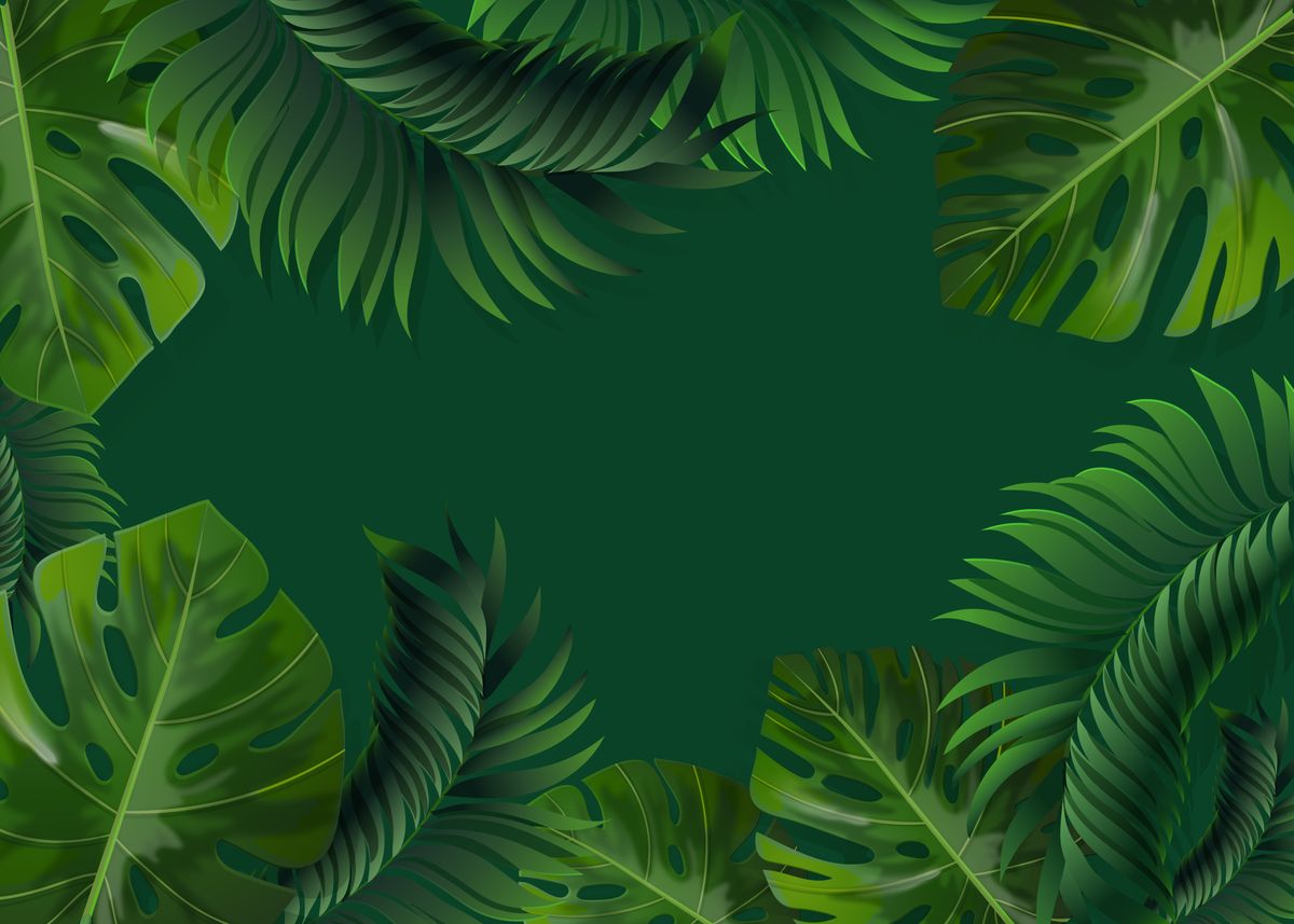 'Tropical Leaf Border' Poster, picture, metal print, paint by Inspirate ...