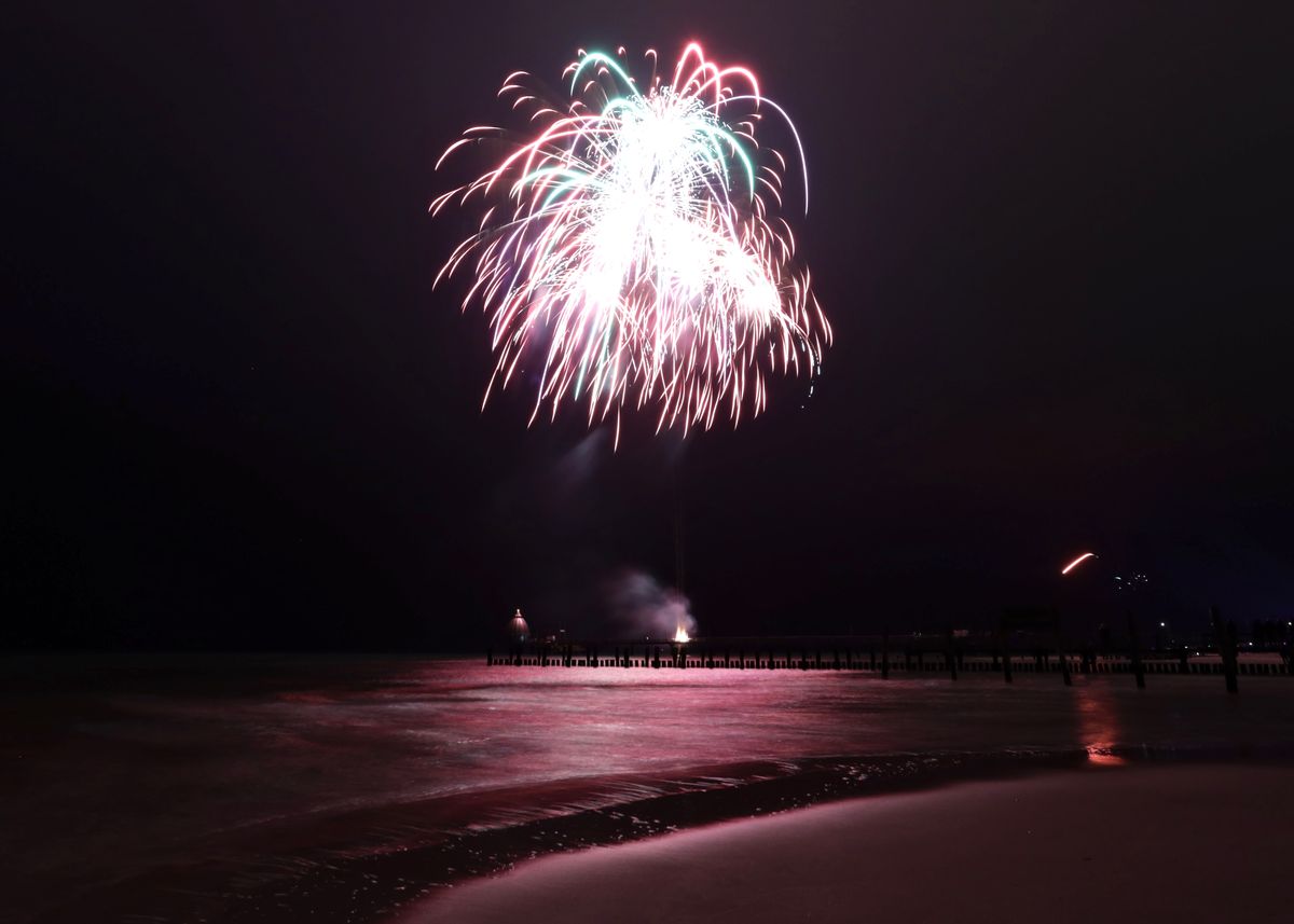 'Fireworks Over Water' Poster, picture, metal print, paint by Tisu ...