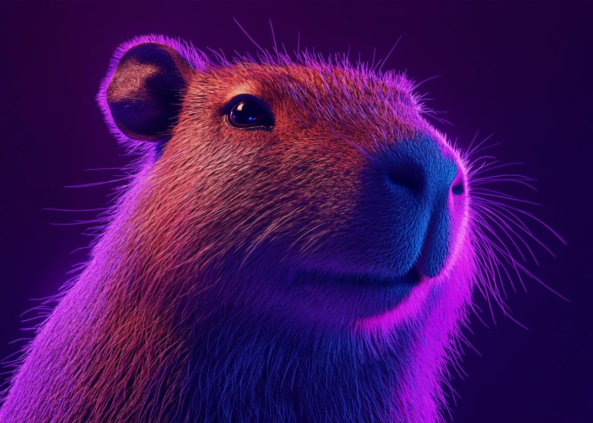 'Capybara Close-Up' Poster, picture, metal print, paint by Night Trip ...
