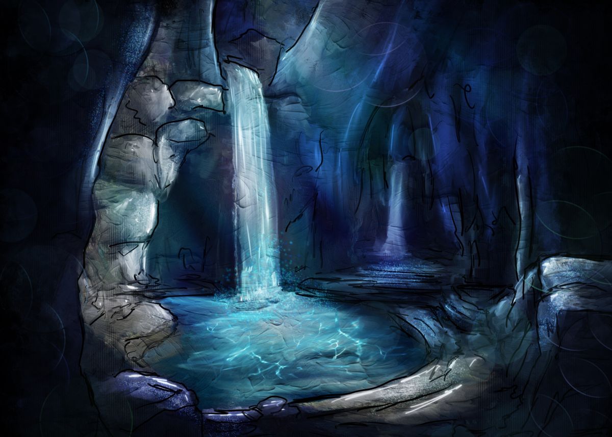 'Waterfall Cave' Poster, picture, metal print, paint by Charles Michael ...