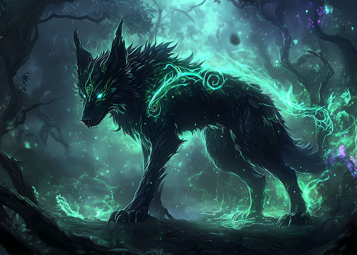 'Green-Eyed Wolf' Poster, picture, metal print, paint by Chinoune ...