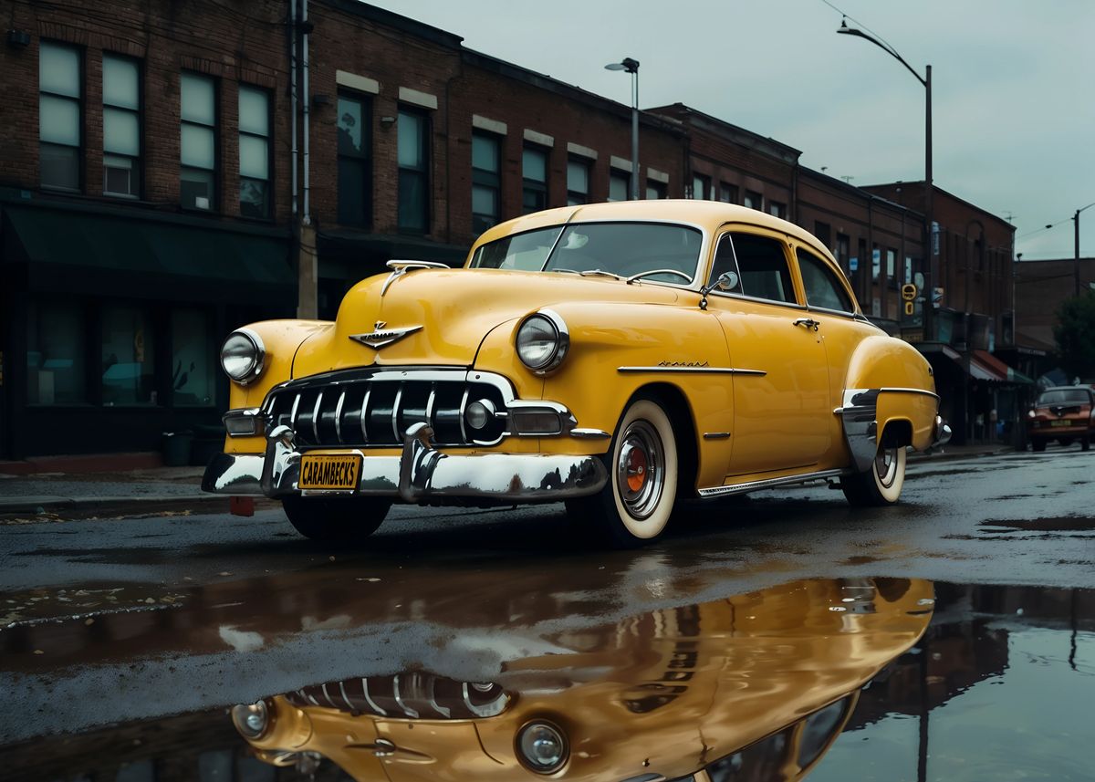 'Classic Yellow Car' Poster, picture, metal print, paint by Helinton ...
