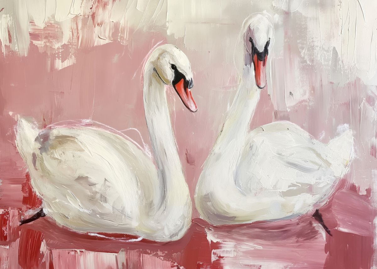 'Two Swans Painting' Poster, picture, metal print, paint by Svetlana ...