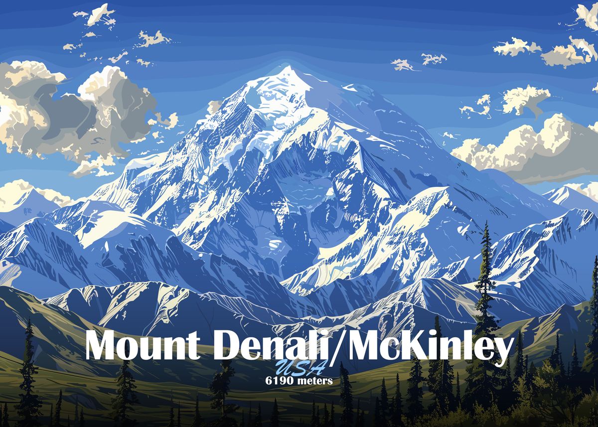 'Mount Denali/McKinley' Poster, picture, metal print, paint by Mason ...
