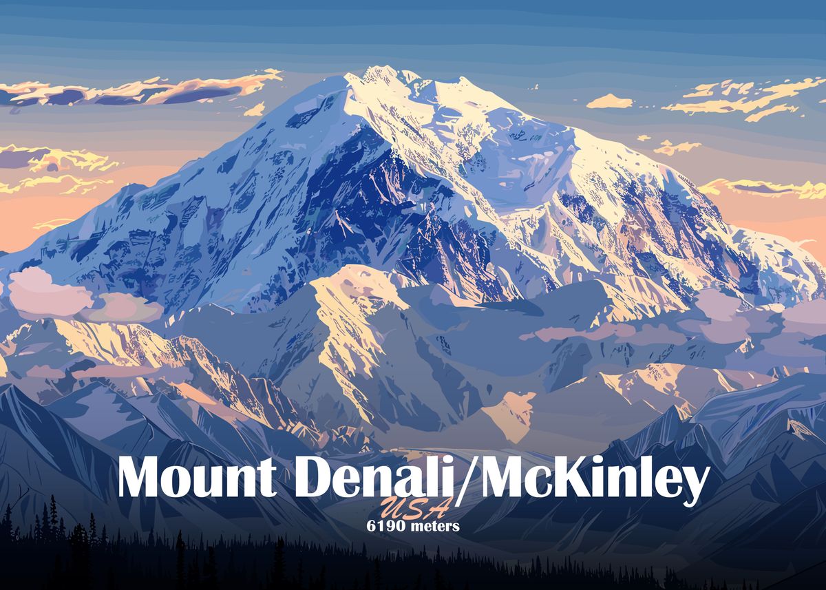 'Mount Denali/McKinley' Poster, picture, metal print, paint by Mason ...