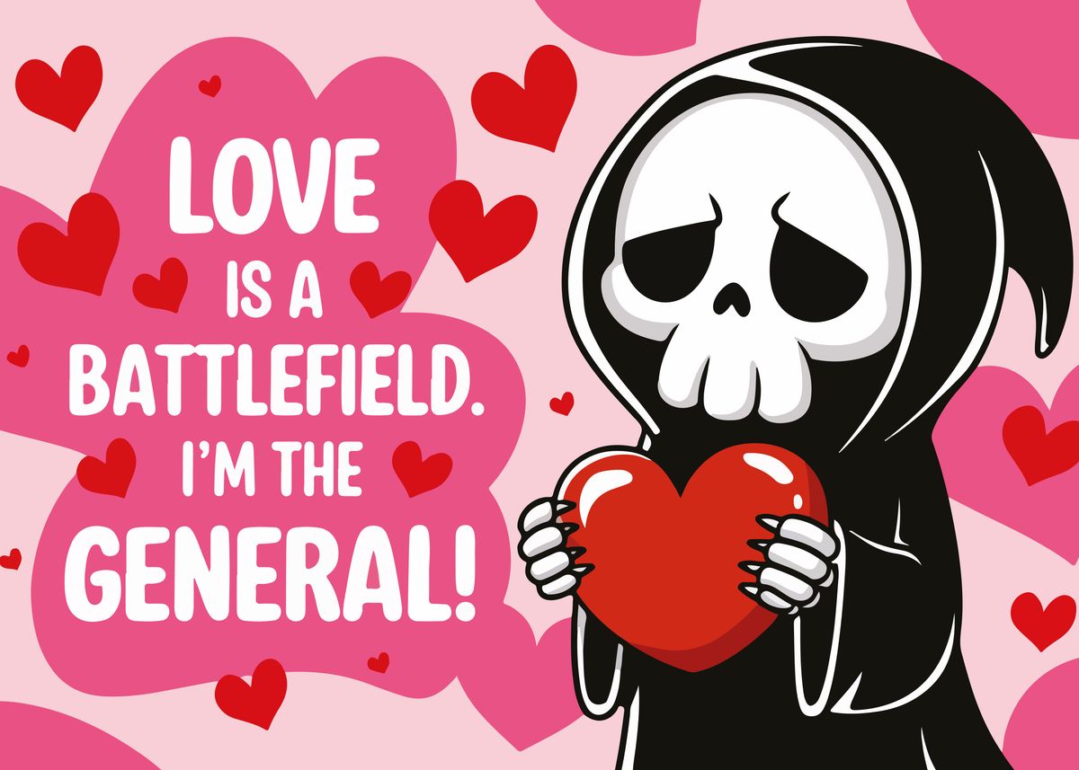 'Grim Reaper Valentine's Card' Poster, picture, metal print, paint by ...