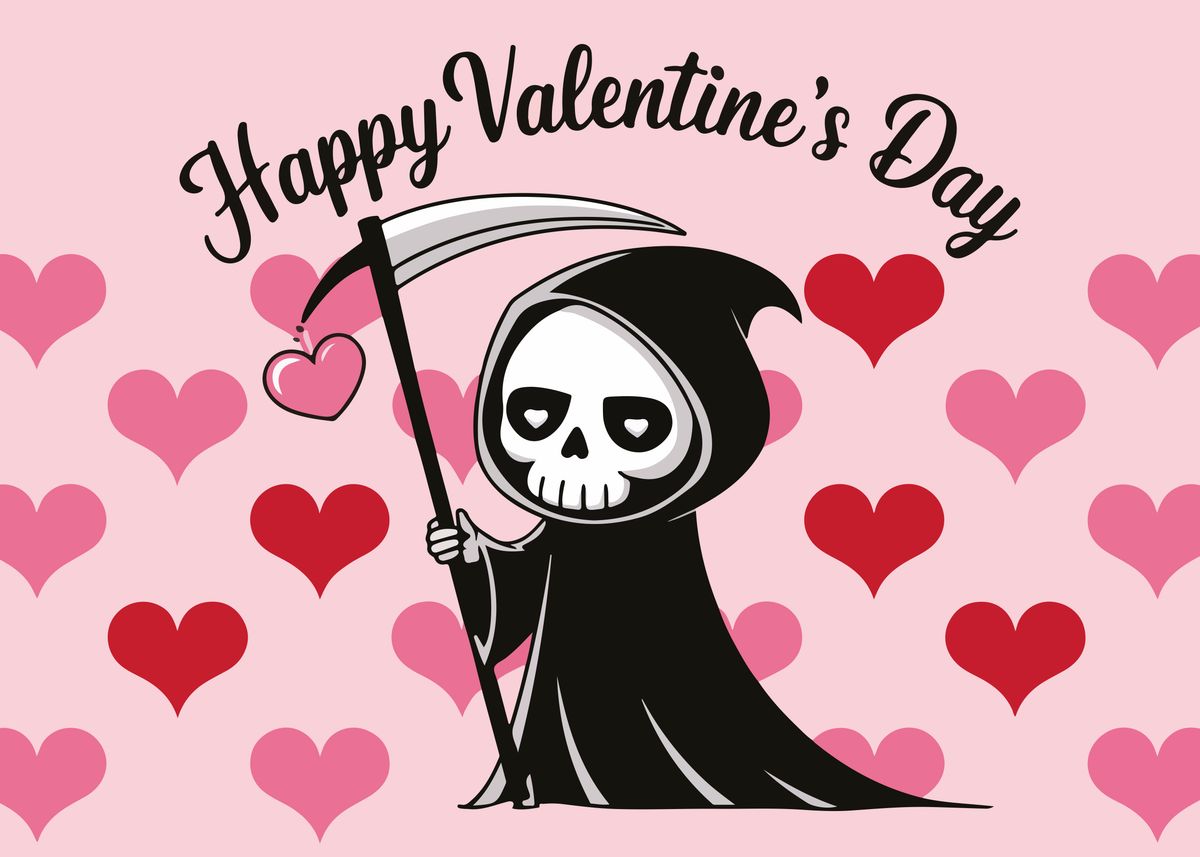'Grim Reaper Valentine's Day' Poster, picture, metal print, paint by ...