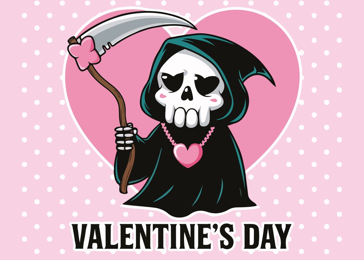 'Grim Reaper Valentine's Day' Poster, picture, metal print, paint by ...