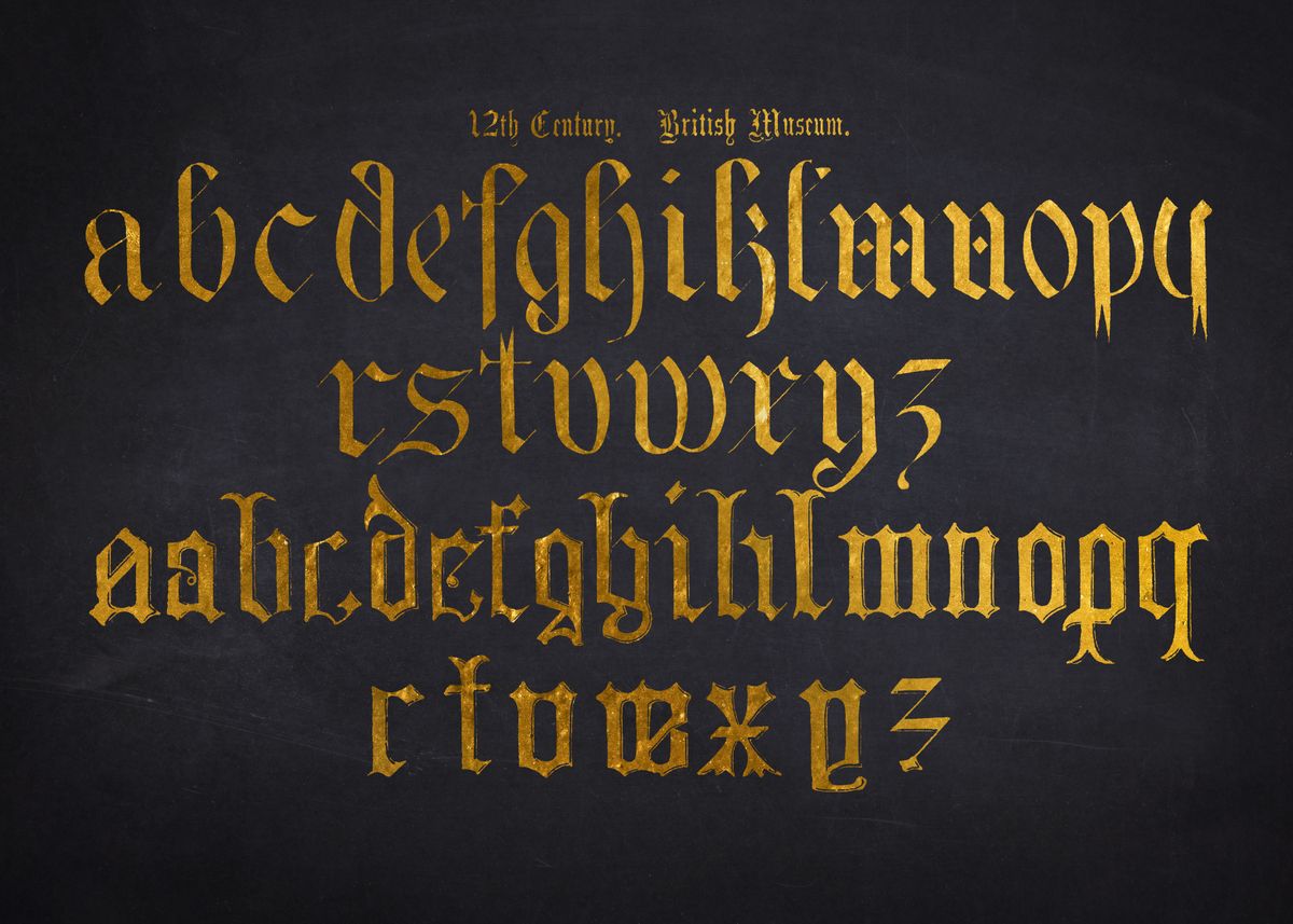 '12th Century Alphabet British Museum' Poster, picture, metal print ...