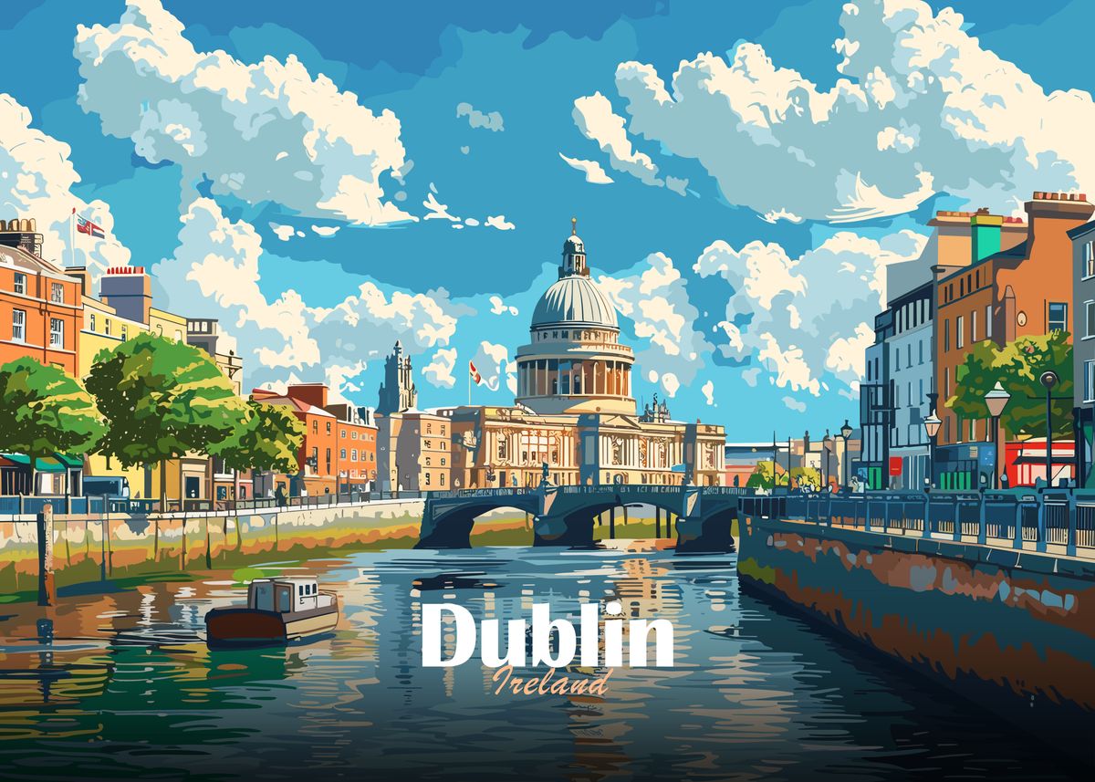 'Dublin Cityscape' Poster, picture, metal print, paint by Logan Reed ...