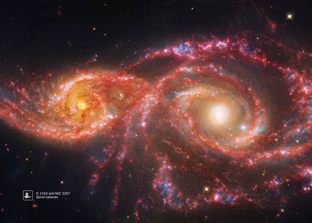 'Spiral Galaxies, IC 2163 and NGC 2207' Poster, picture, metal print ...