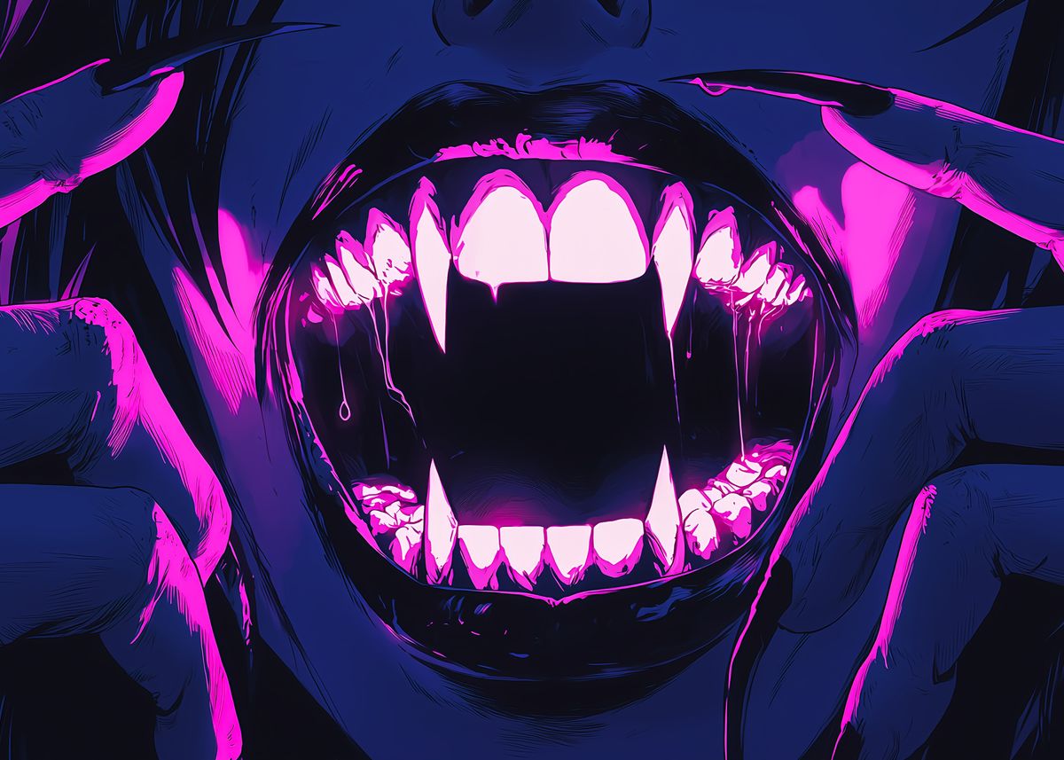 'Vampire Fangs' Poster, picture, metal print, paint by Quasarai | Displate