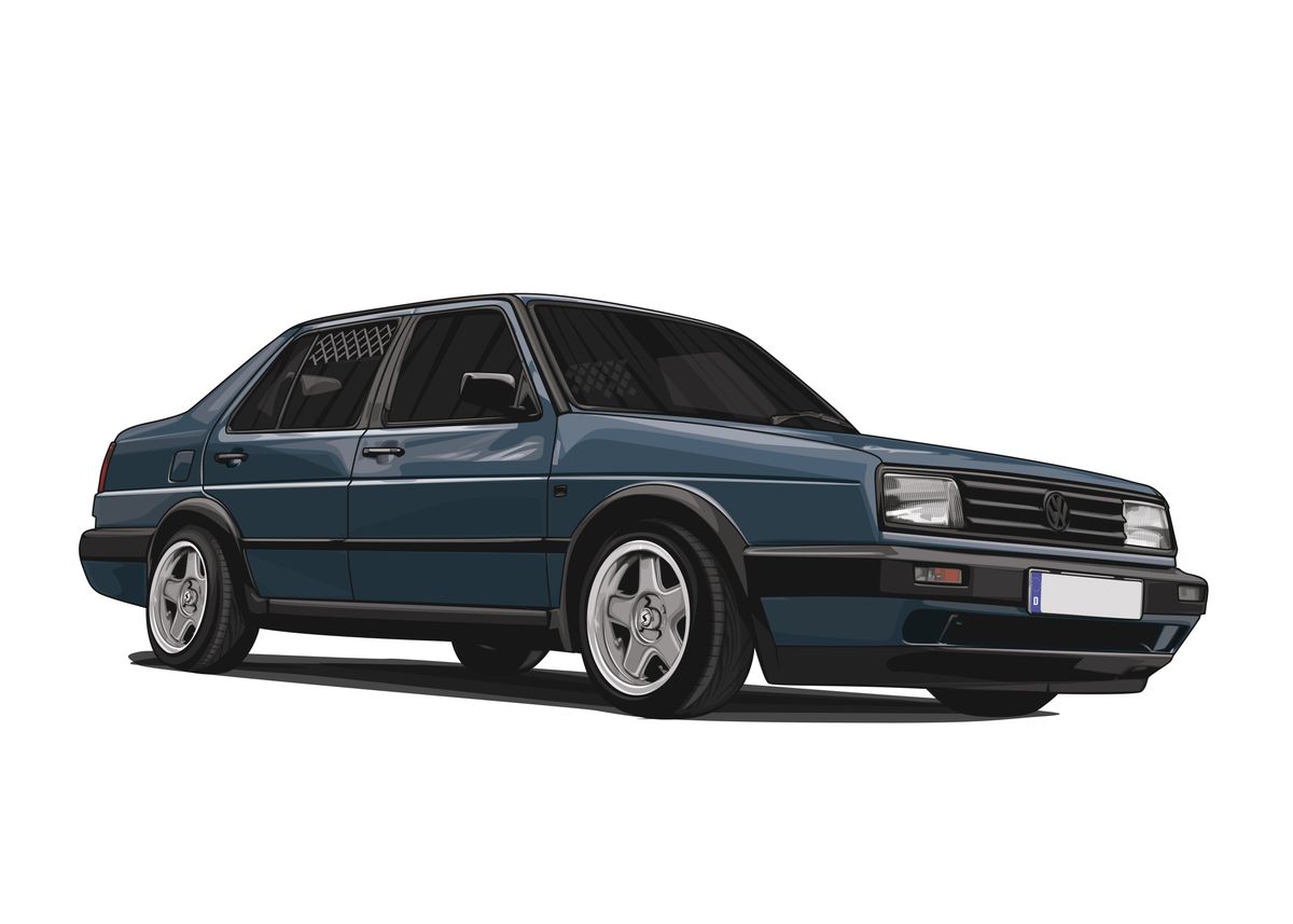 'VW Jetta MK2' Poster, picture, metal print, paint by POWERDRAWINGS ...