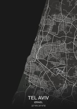 'Tel Aviv city map' Poster, picture, metal print, paint by Iwoko | Displate