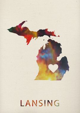 'Lansing Michigan Map' Poster, picture, metal print, paint by Design ...