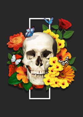 'Vibrant Flowery Skull' Poster, picture, metal print, paint by Juka ...