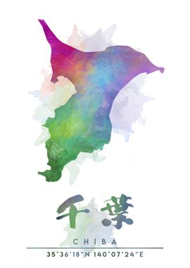 'Chiba Watercolor Map' Poster, picture, metal print, paint by Takeda ...