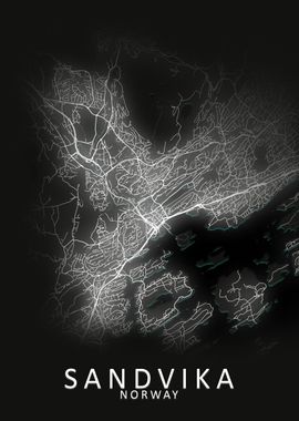 'Sandvika Norway City Map' Poster, picture, metal print, paint by City ...