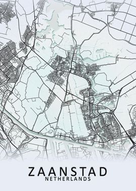 'Zaanstad Netherlands Map' Poster, picture, metal print, paint by City ...