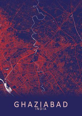 'Ghaziabad India City Map' Poster, picture, metal print, paint by City ...